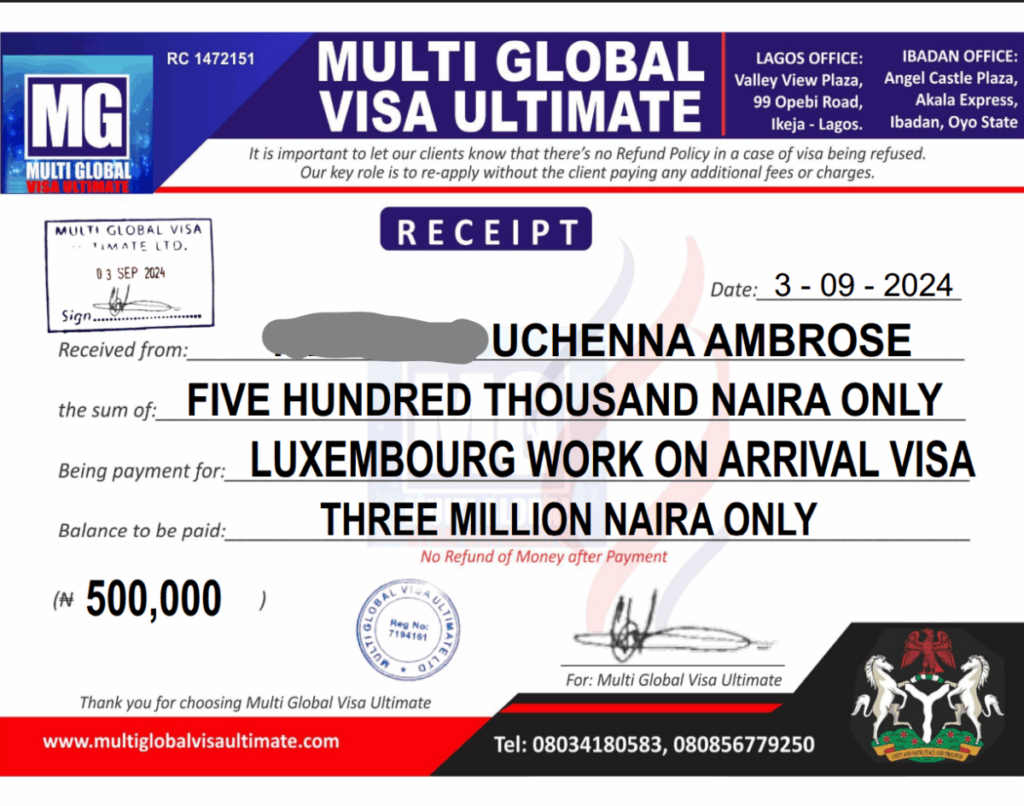 Multi Global Visa Ultimate Ltd Stays Quiet While Withholding Lagos Man ...
